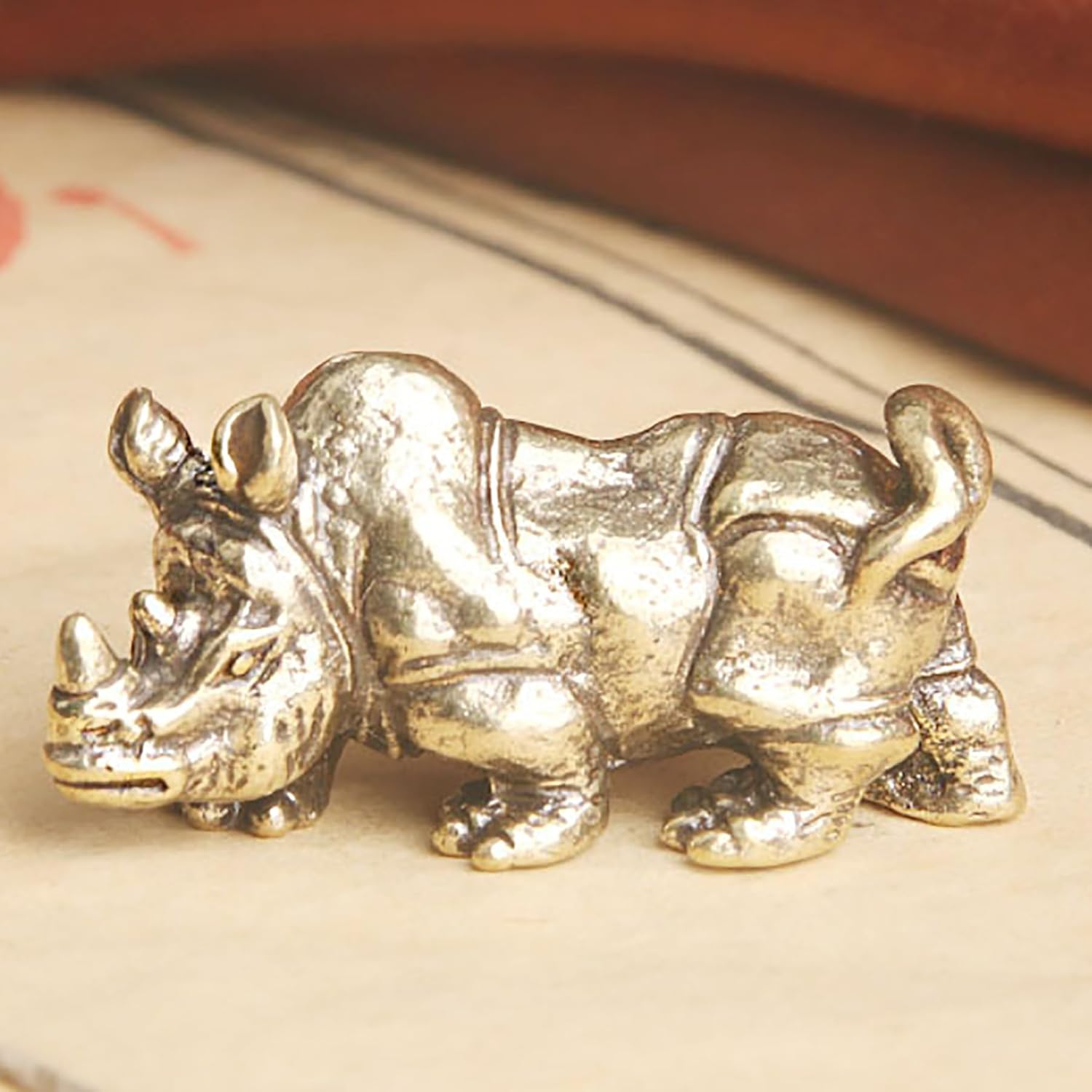 Amazon.com: LOTONJT Rhinoceros Statue Solid Brass Walking Rhino ...