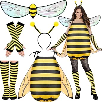 MOVINPE Bee Costume for Women Adults, Halloween Funny Outfit Cosplay ...