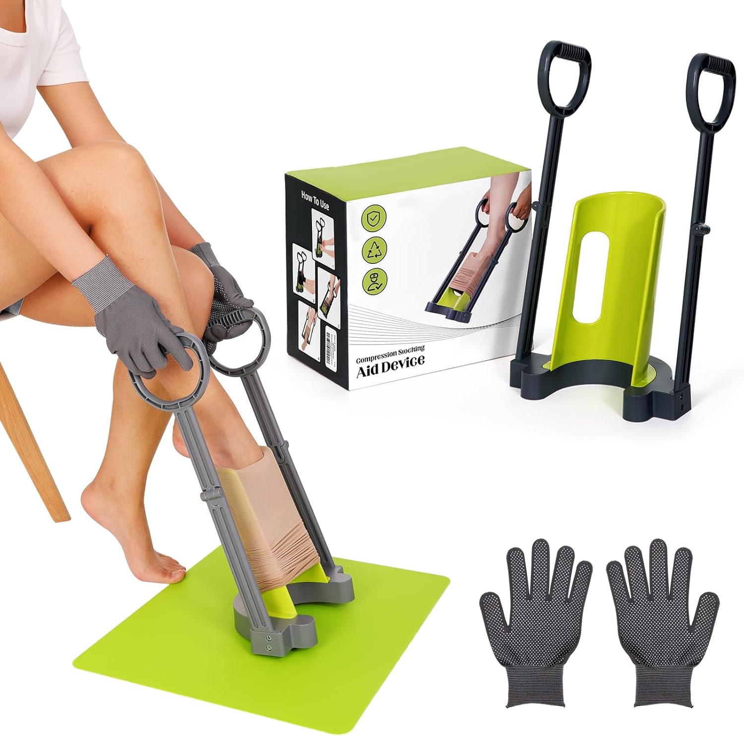 Amazon.com: Compression Sock Aid Device | with Silicone Anti Slip Mat ...