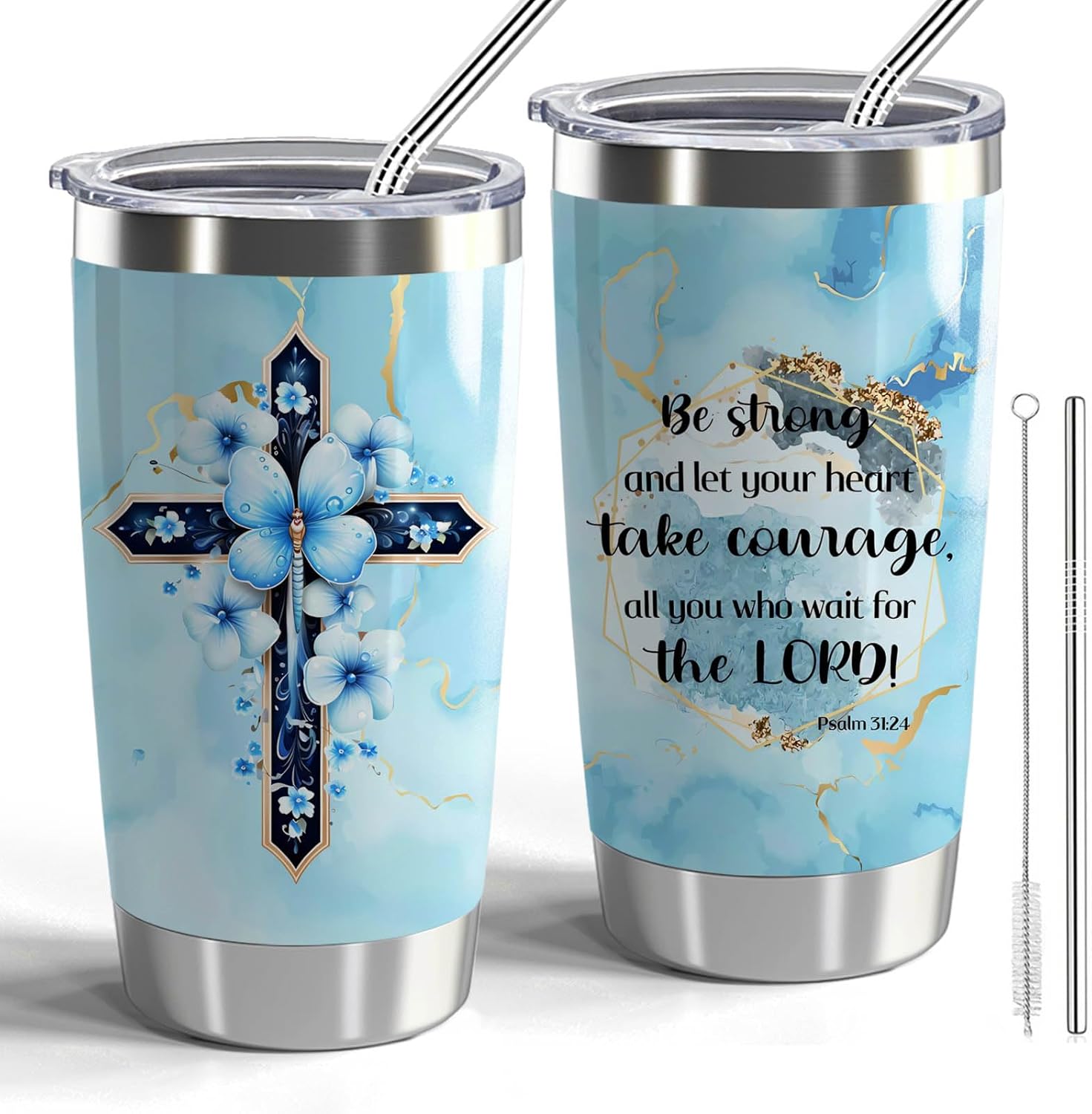 Amazon.com: CWEGSJ Christian Cross Gift Be Strong And Let Your Heart ...