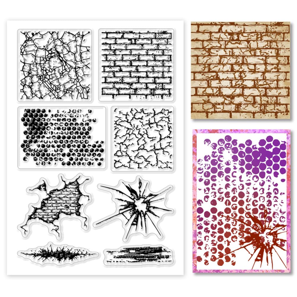 Amazon.com: PH PandaHall Vintage Textures Clear Stamps Wall Background ...