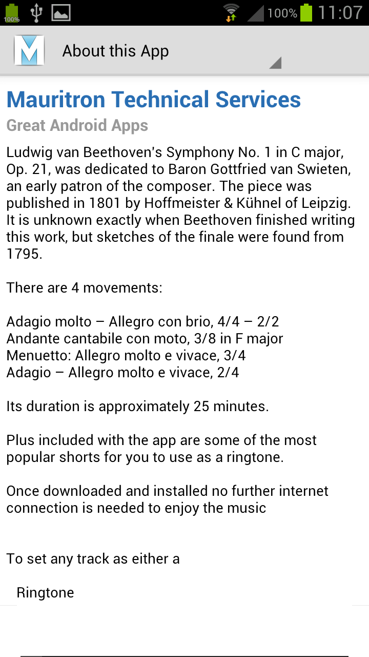Beethoven 1st Symphony - App on Amazon Appstore