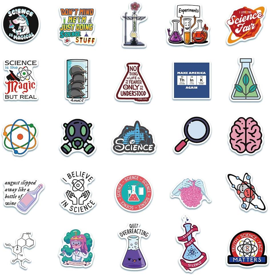 Science Stickers Pack for Kids Teens Student|100 Pcs Funny Laboratory ...