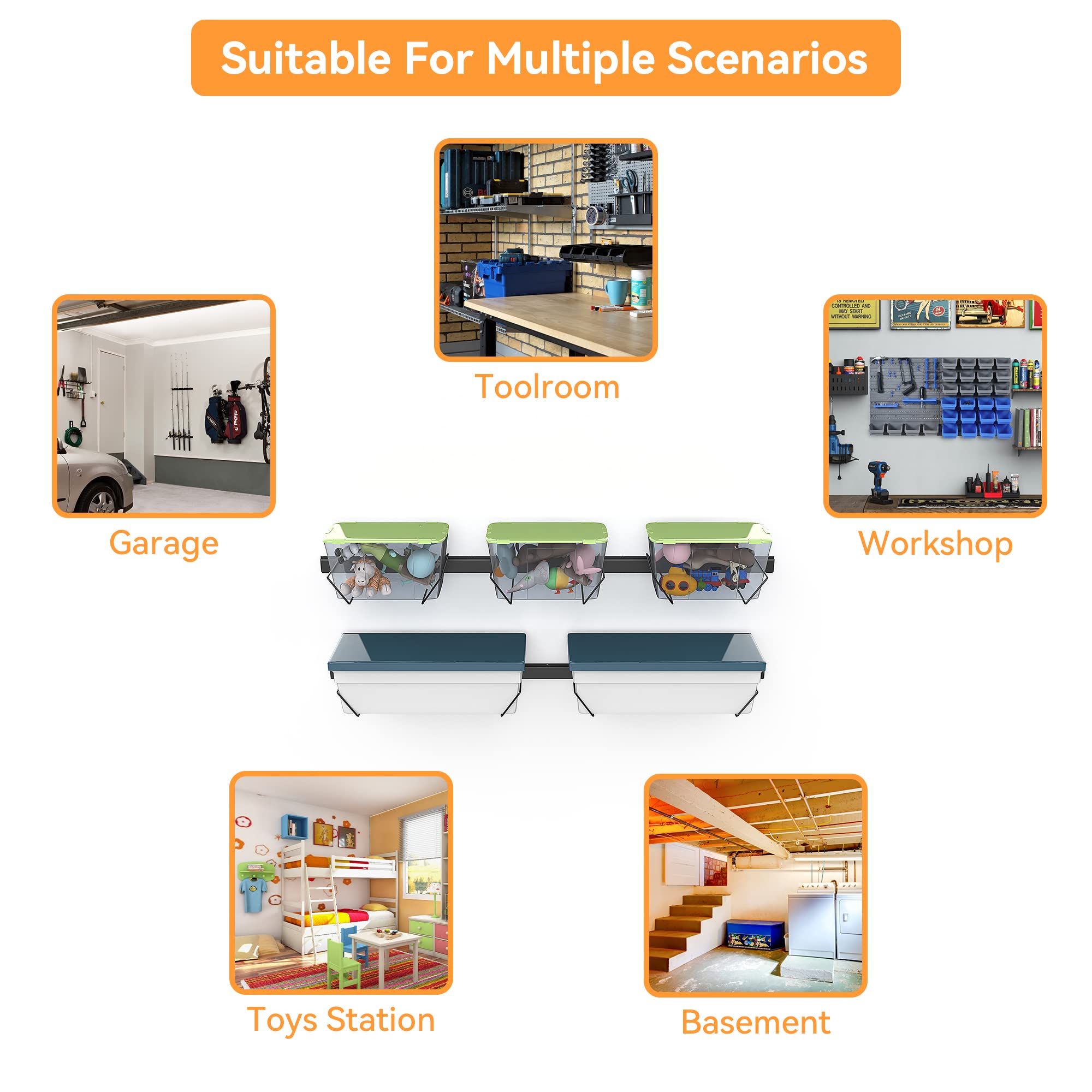 Snapklik.com : Ultrawall 96" Wall Mounted Tote Storage Rack, Garage ...