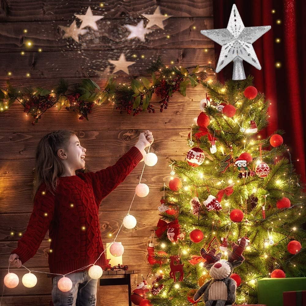 Estrella de Navidad árbol Topper estrella iluminada con LED giratoria ...