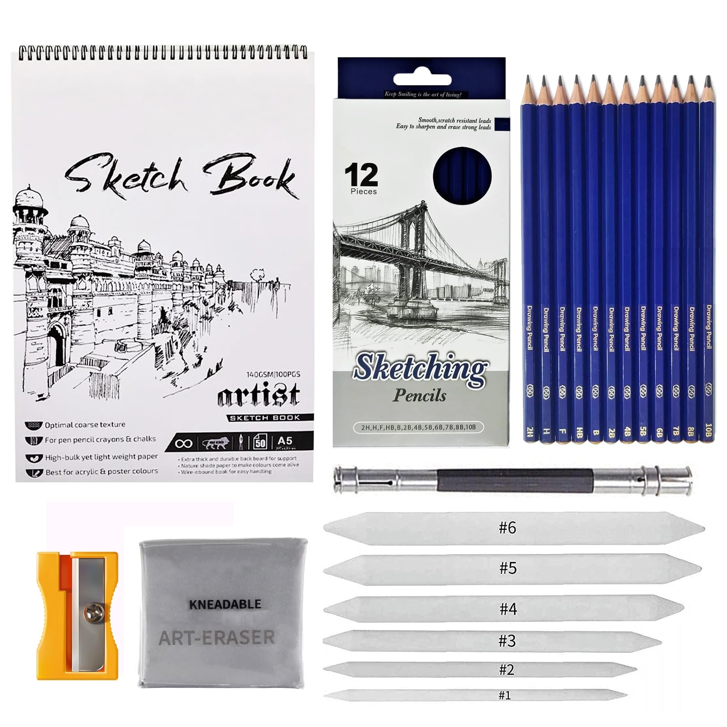 Sketching Kit - 22 Pcs Beginners Sketch & Drawing Tool KitArt Set ...