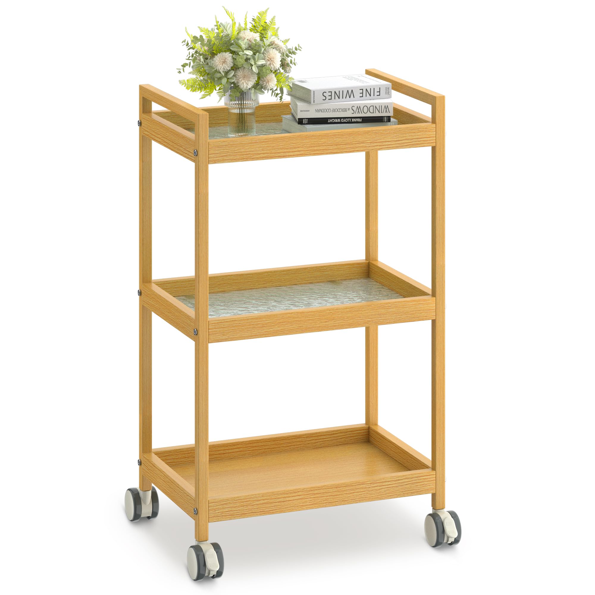 Amazon.com - SalonDepot Glass Rolling Cart with 3-Tier Storage Design ...