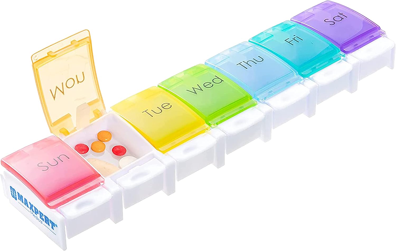 Push Button Weekly Pill Organizer - Large Arthritis Friendly Case for ...