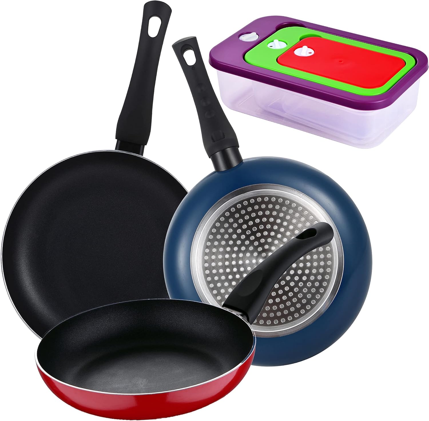 Amazon.com: Bergner Jumpy Set of 3 Frying Pans (20 + 24 + 28 cm) + 3 ...