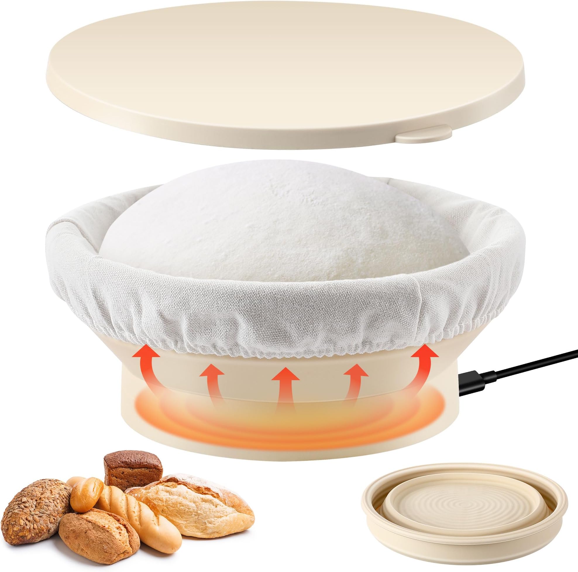 Amazon.com: Jabbus Electric Heating Bread Proofing Basket, Sourdough ...