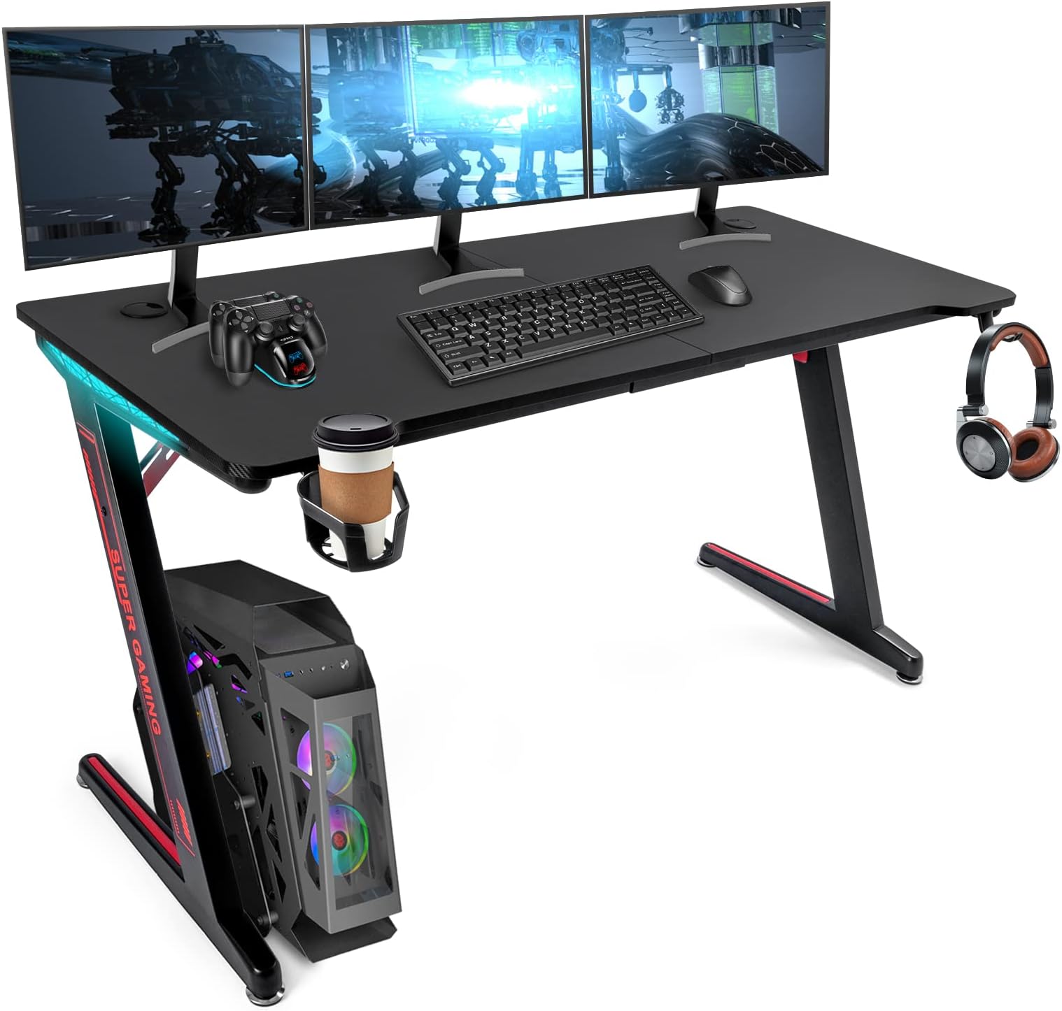 Wunderschöne Call Of Duty Gaming Tisch Mit Kabelmanagement Headset Ablage Becherhalter Bild