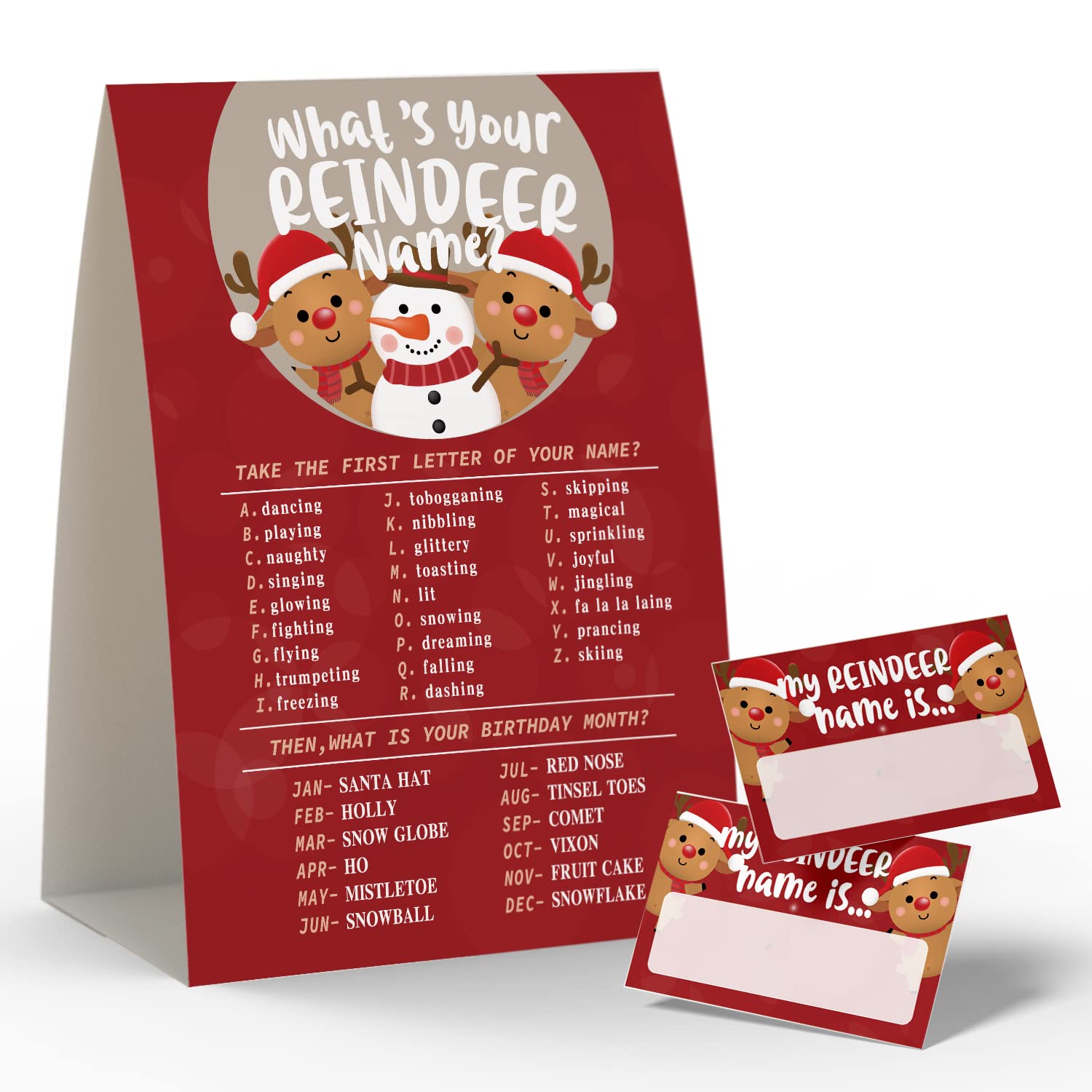 Amazon.com: What's Your Reindeer Name Game, Christmas Party Games, 50 ...