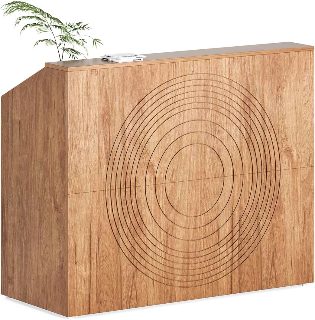 Amazon.com: LITTLE TREE 47-Inch Reception Desk with Counter, Oak Front ...