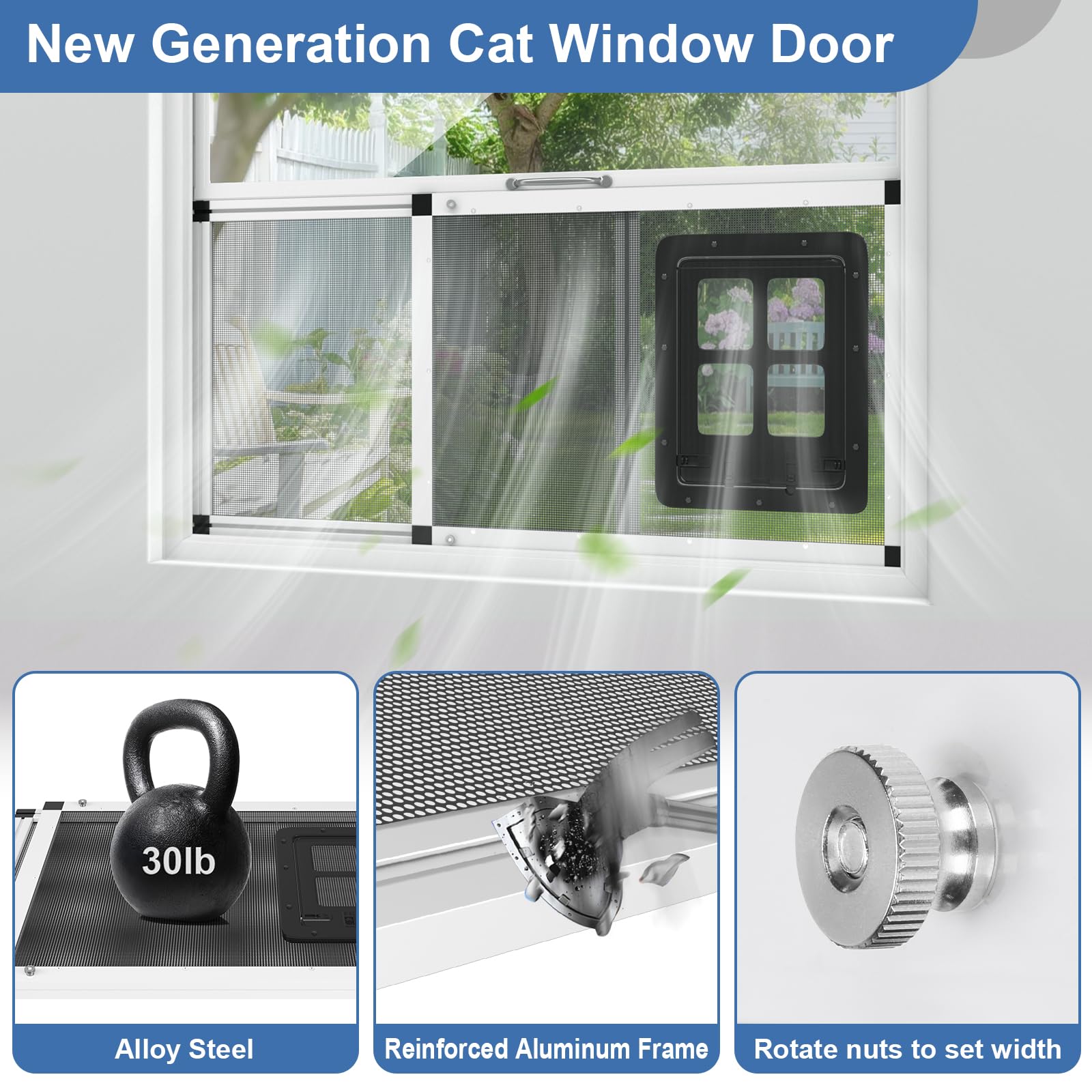 Snapklik.com : Adjustable Aluminum Pet Door For Window 35.4"-46.7" Wide ...