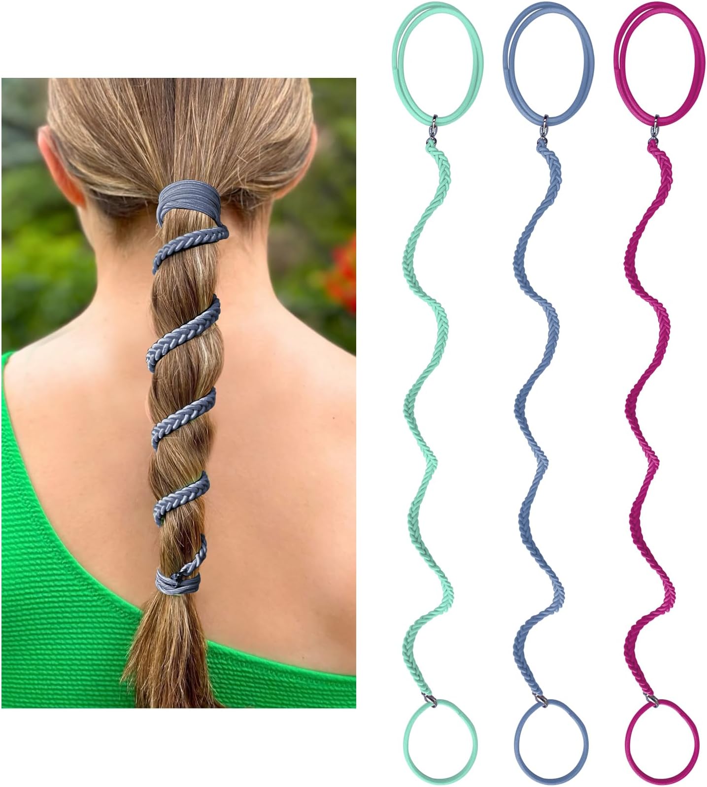 Amazon.com : Ponytail Wrap Hair Ties for Women, 16" Elastic No Tangle ...