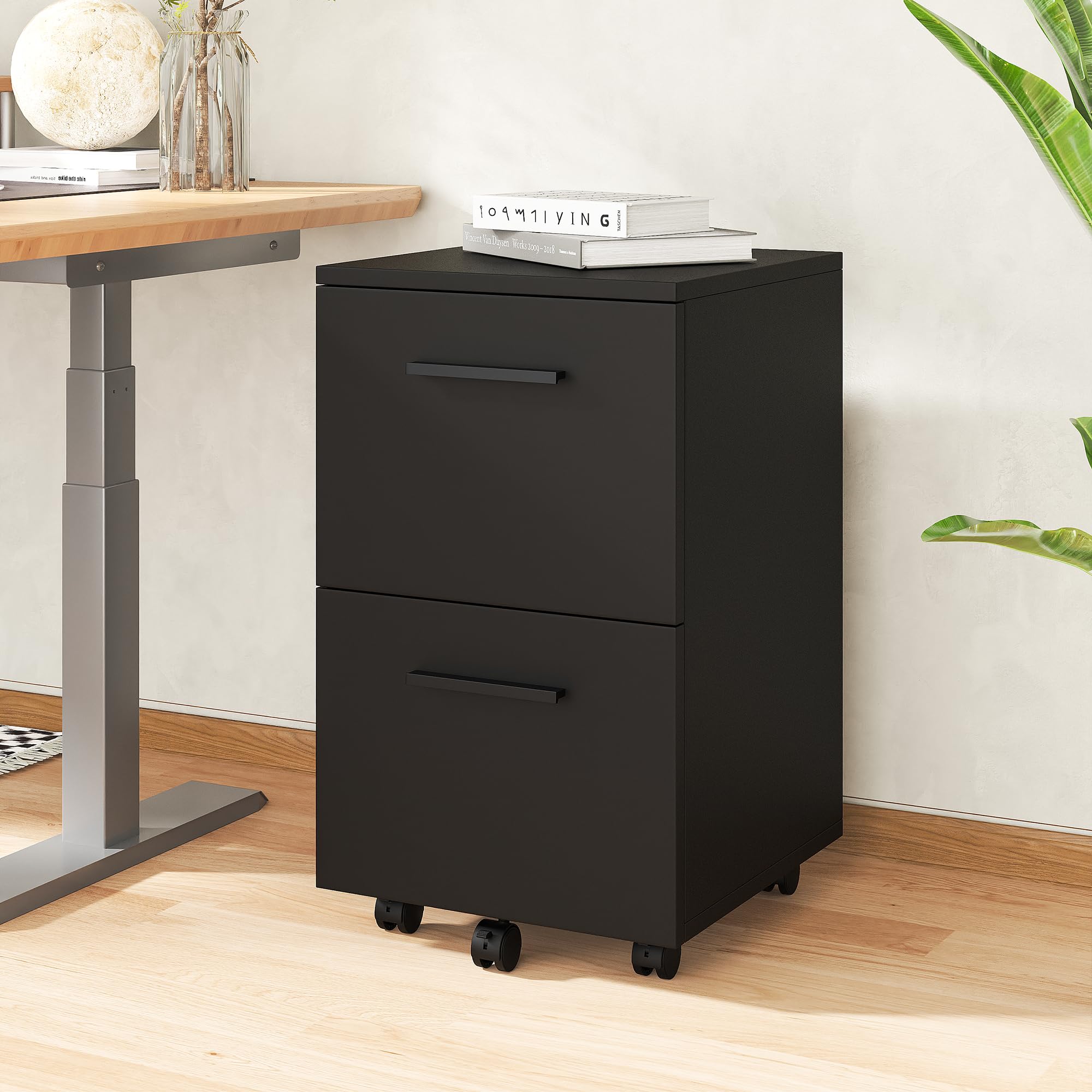 VICLLAX Mobile File Cabinet with 2 Drawer, Rolling Vertical Filing ...