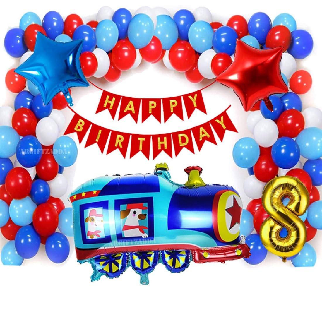 Ar Giftzadda 8th Train Birthday Balloons Train Theme Birthday ...