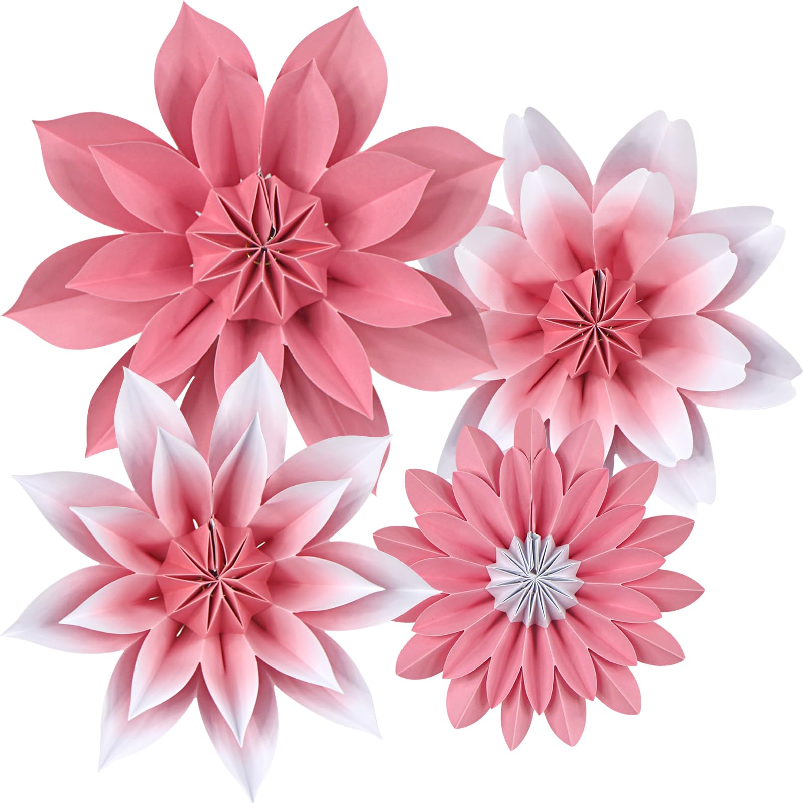 Amazon.com: ADLKGG Paper Flower Fan Party Decorations, Pink Paper Fan ...