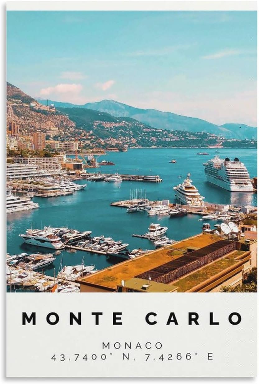 Amazon.com: Monte Carlo Poster Colorful Print, Monte Carlo Wall Art ...