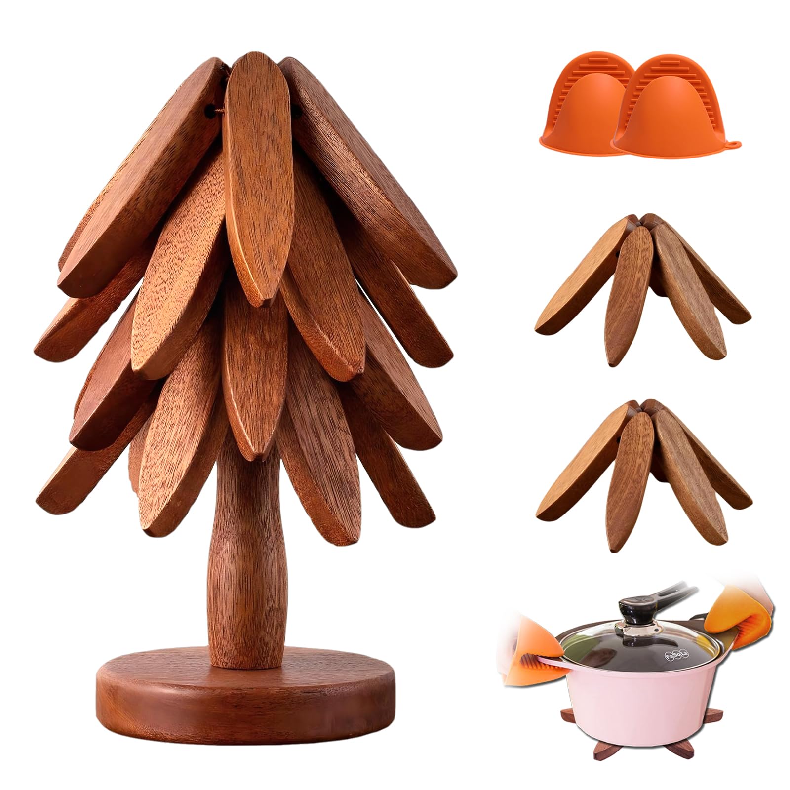 Amazon.com: Wooden Trivets for Hot Dishes,Tree Trivet Set,Tree Coasters ...