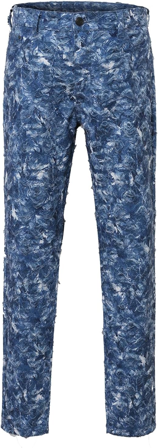 Men’s Jacquard Weave Distressed-Effect Texture with Laser-Cut lace ...