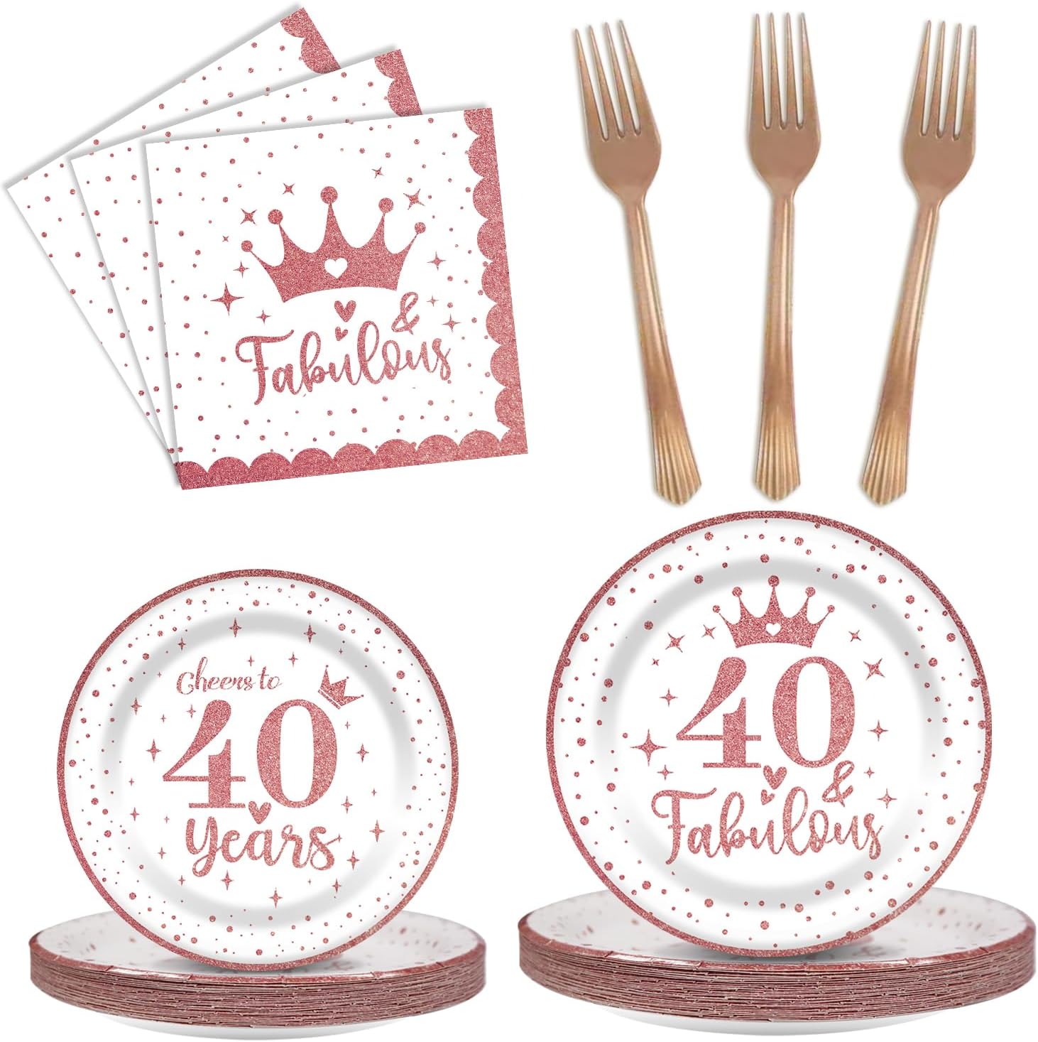 Amazon.com: 40th Birthday Decorations Cocktail Napkins and Plates,40th ...