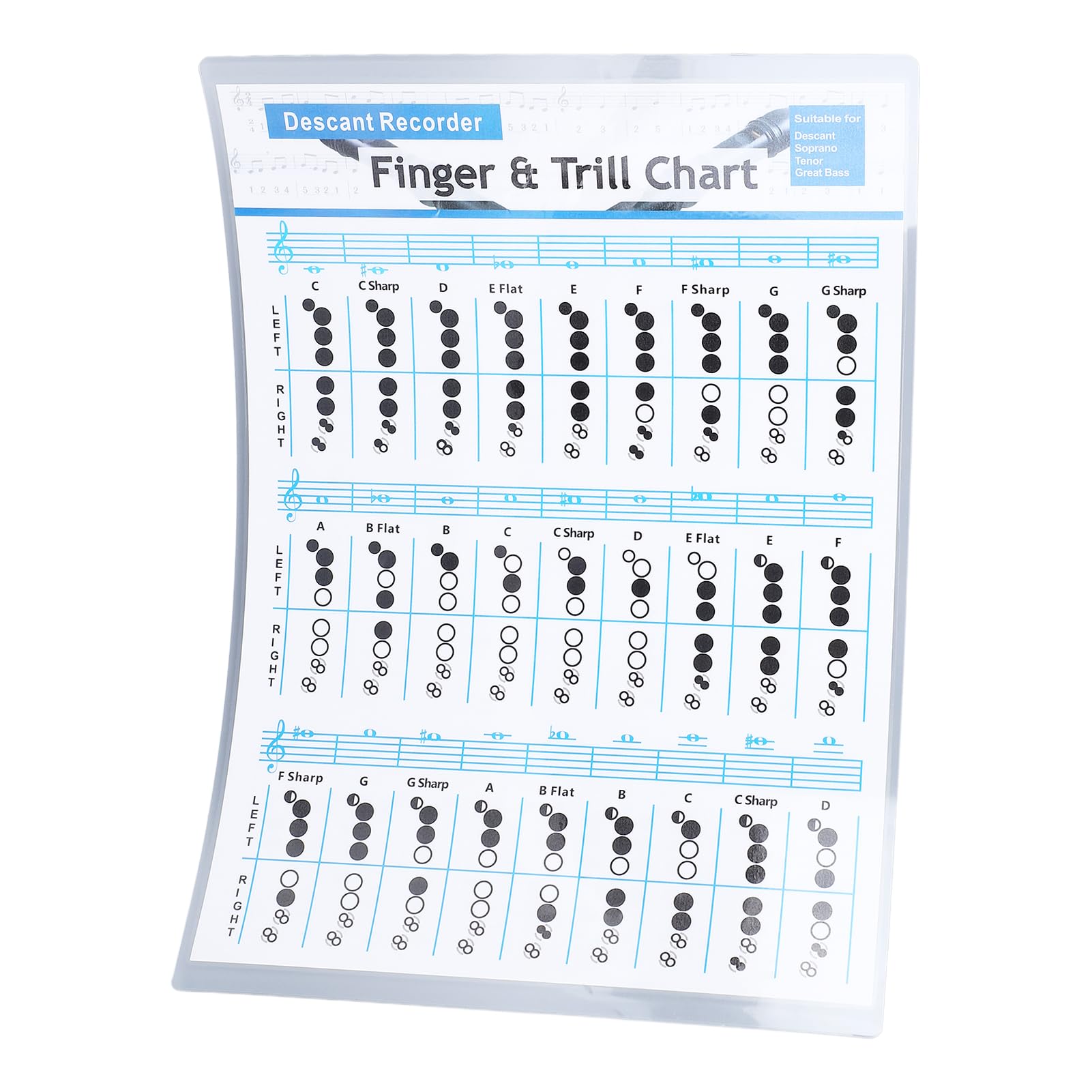 Buy Flute Chord Chart, 8 Holes Clarinet Chord Fingering Practice Chord ...
