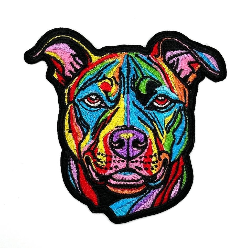 Amazon.com: 3.5" Pitbull Iron On Patch - Embroidered Pitbull Dog ...