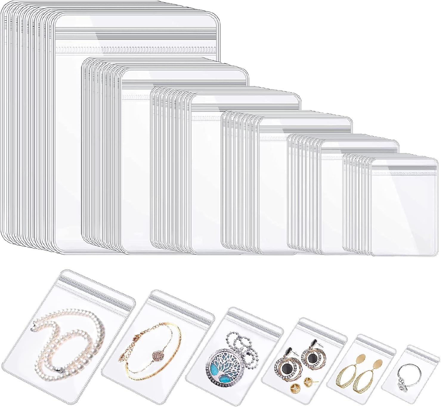 Amazon.com: 100Pcs PVC Jewelry Pouches Clear Zipper Bags Anti Oxidizing ...