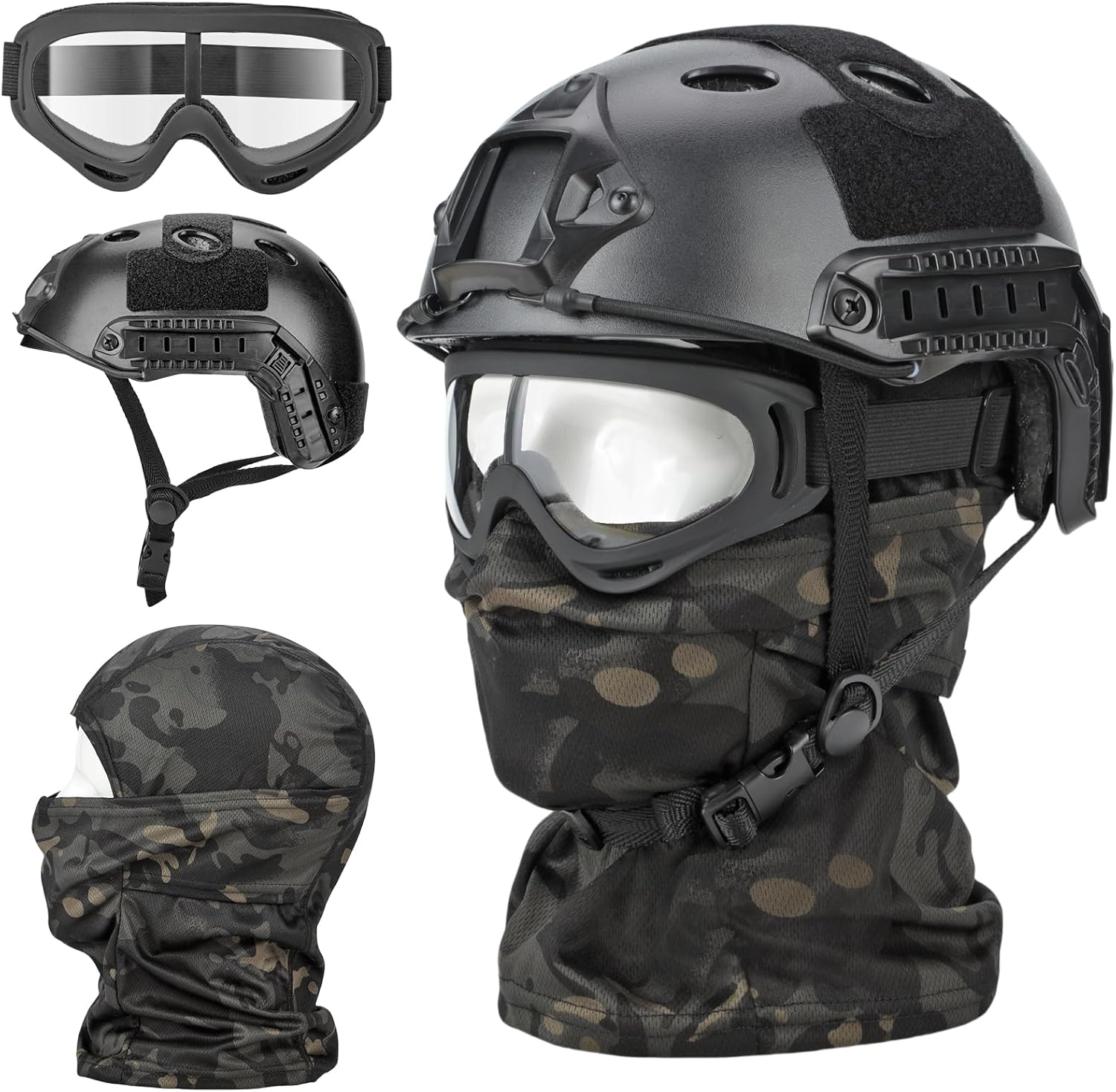 Amazon.com : VPZENAR Airsoft Helmet,Black Tactical Helmet,Airsoft Mask ...