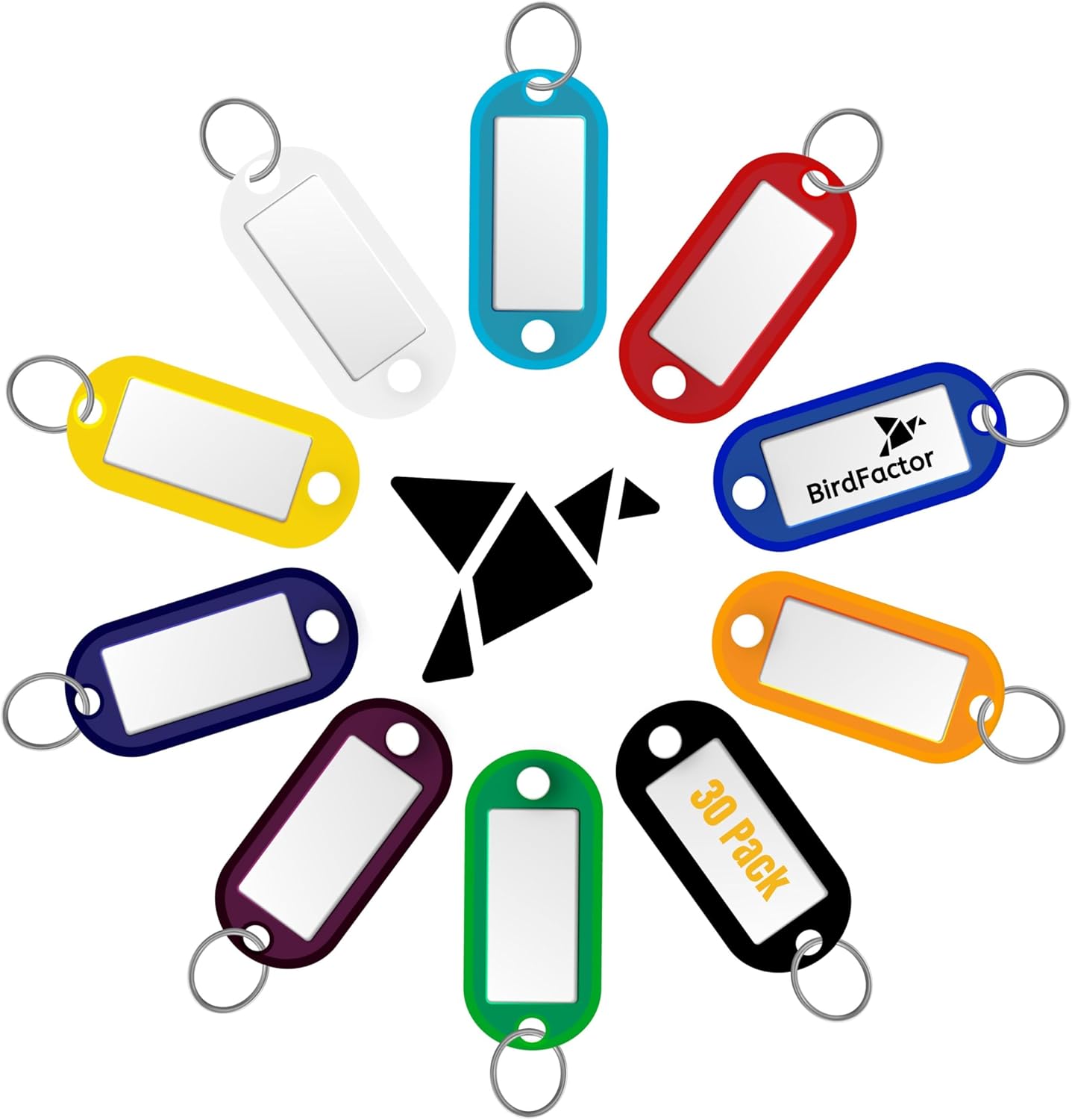BirdFactor 30 Pcs Key Tags with Labels, 10 Colors Key Fobs with Split ...