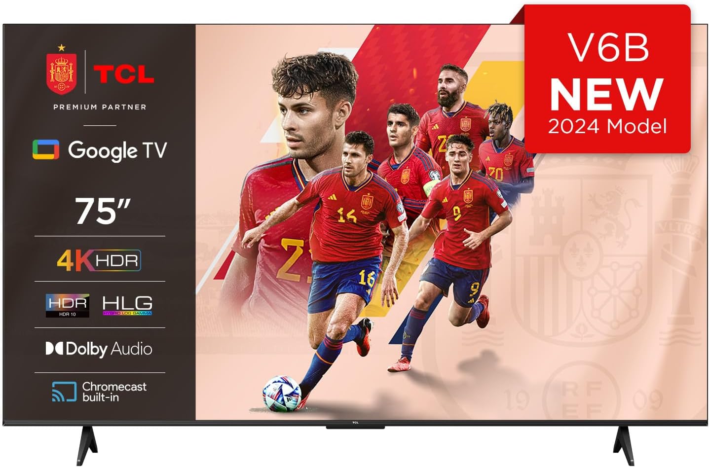 TCL 75V6B 75" 4K Ultra HD, HDR TV, Smart TV Powered by Google TV (Dolby Audio, Motion Clarity ...