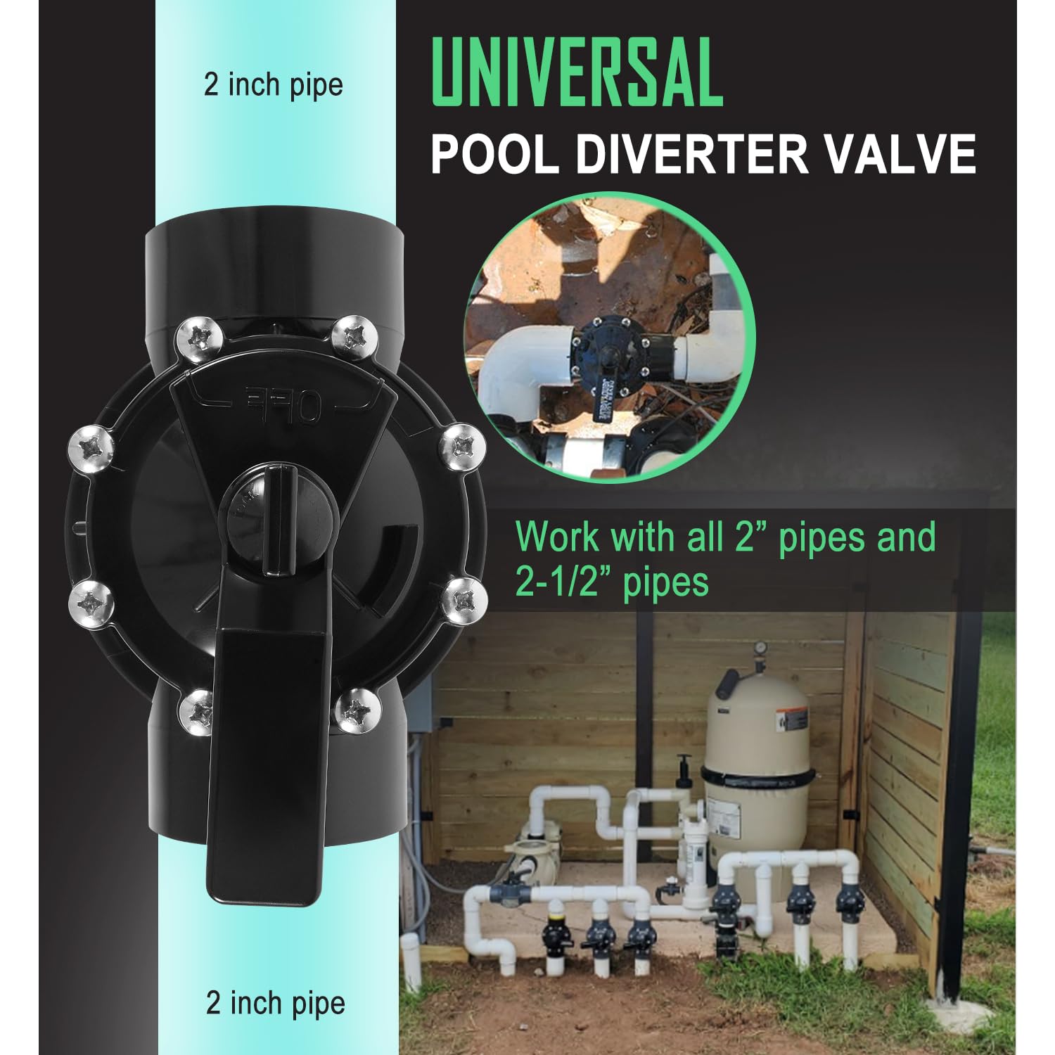 Snapklik.com : 2 Way Valve 2 Inch, Pool Diverter Valve, Positive Seal ...