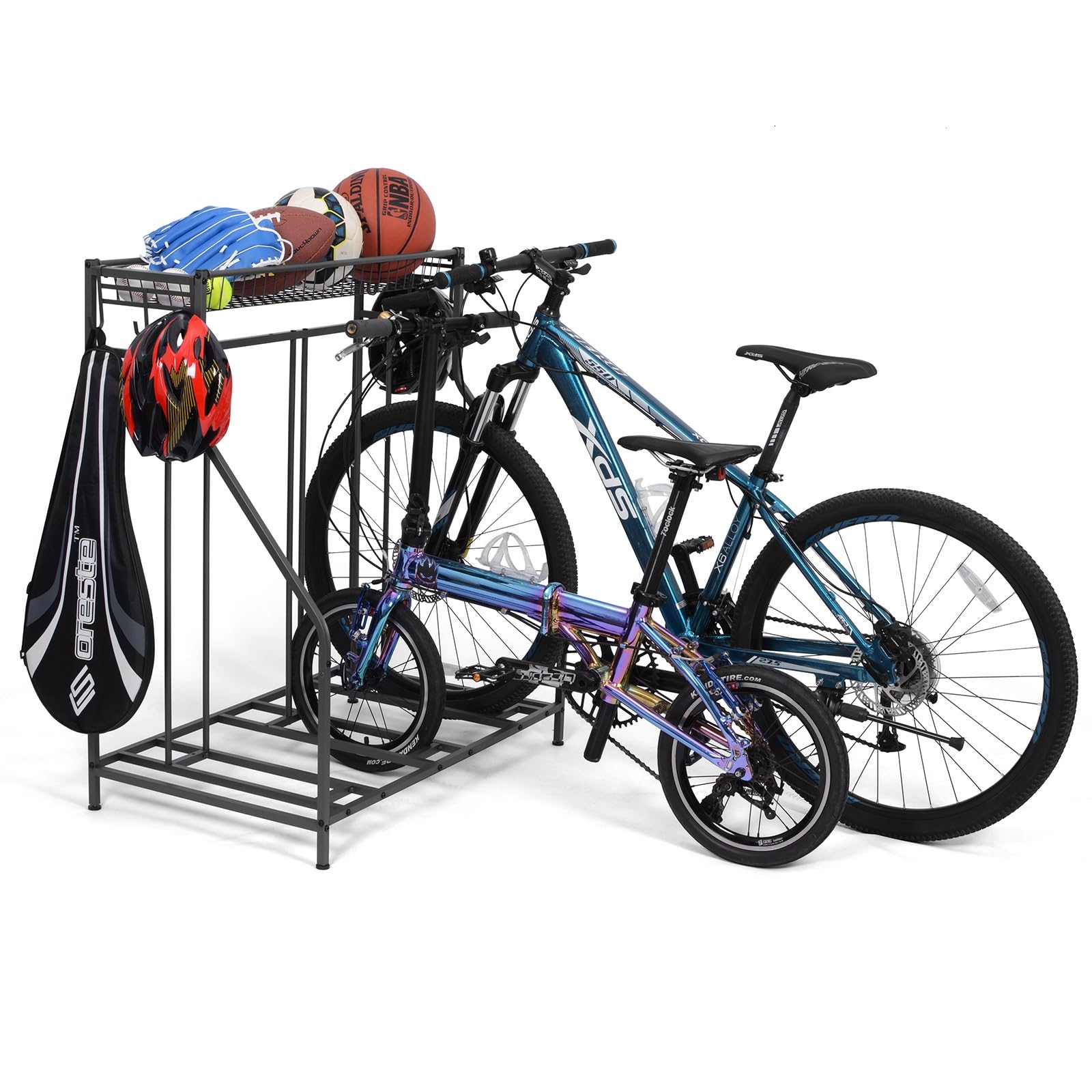 Amazon.com: Bike Rack, 3 Bike Stand Rack, with Baskets Storage and 6 ...