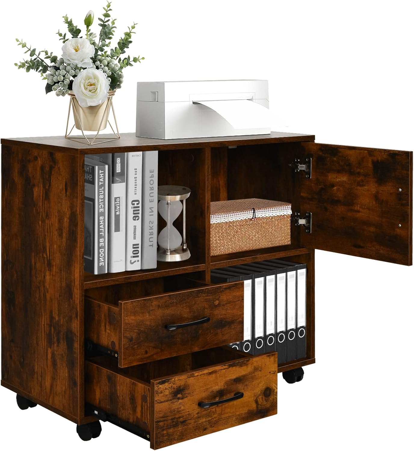 Giantex Printer Stand Lateral Cabinet - Mobile File Cabinet with 2 ...