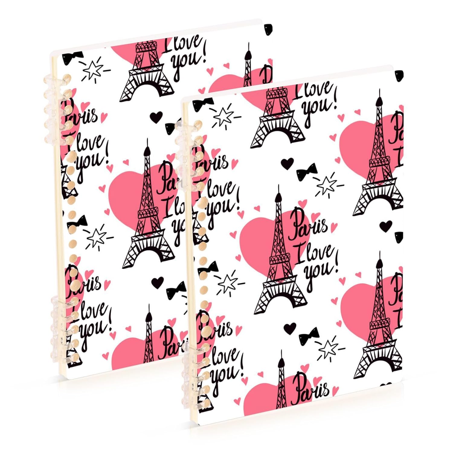 OTVEE 2 Pack Spiral Notebooks Eiffel Tower Paris Hearts Notebooks 60 ...
