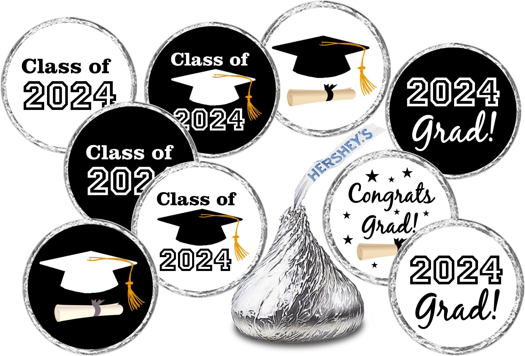 Amazon.com: 216 New Graduation Party Cap Class of 2024 Favor Kisses ...