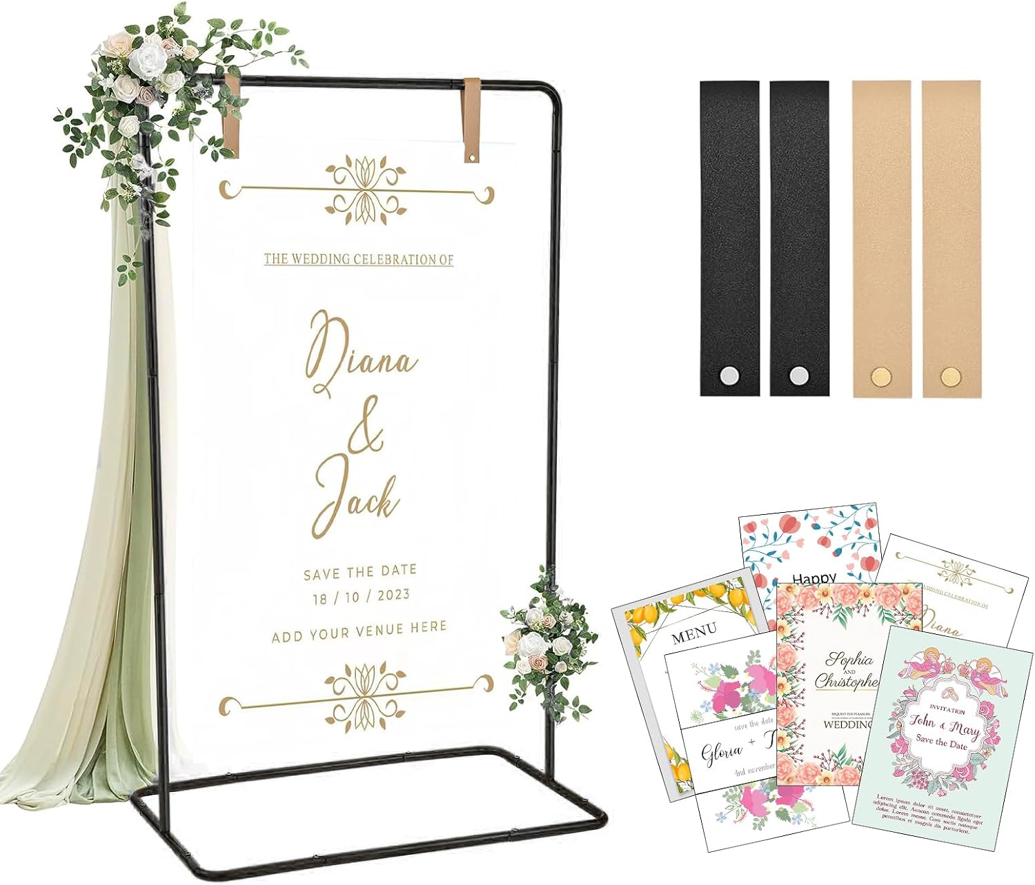 Amazon.com: VibeHaven Welcome Sign Stand for Wedding - Adjustable Heavy ...