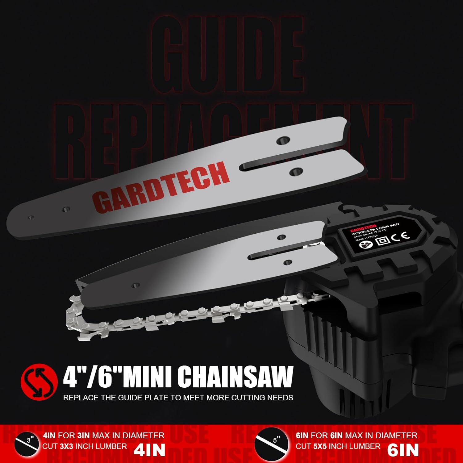 Gardtech Mini motosierra inalámbrica de 4 y 6 pulgadas, motosierras de ...