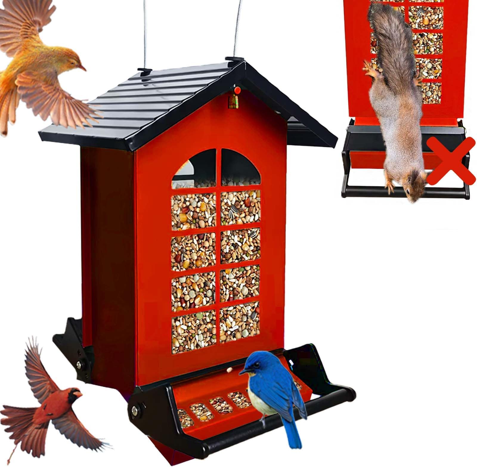 Amazon.com : Ground Bird Feeder for Outdoors Bird&Squirrel Feeder ...