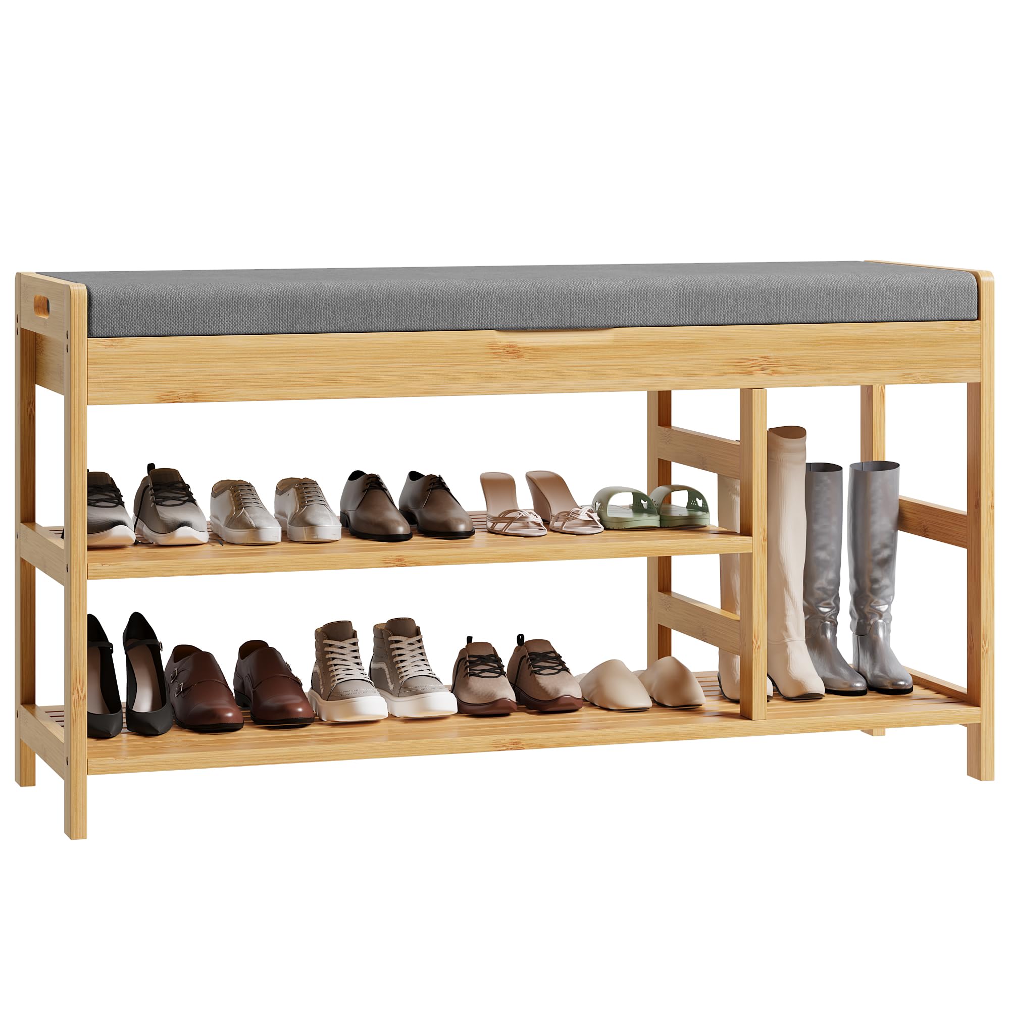 Amazon.com: BOTLOG Bamboo Shoe Bench, Shoe Storage Bench with Cushion ...