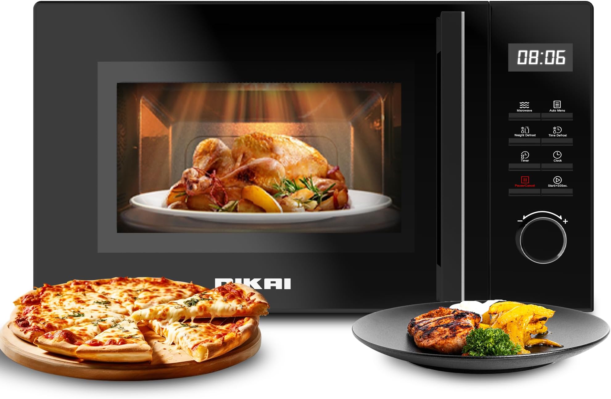 Nikai 800W 25L Microwave Oven, Digital Touch Control, 8 Power Levels ...