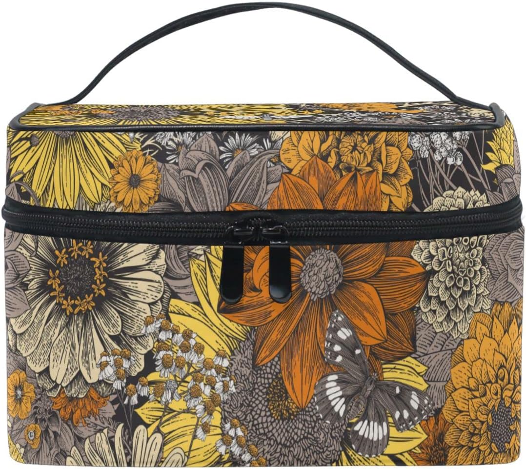 Amazon.com: ZOEO Makeup Train Case Retro Vintage Sunflower Korean ...