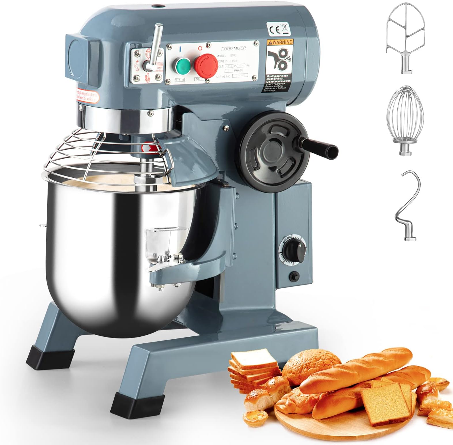 Amazon.com: Commercial Food Mixer, Takywep Commercial Mixer 10QT 450W ...