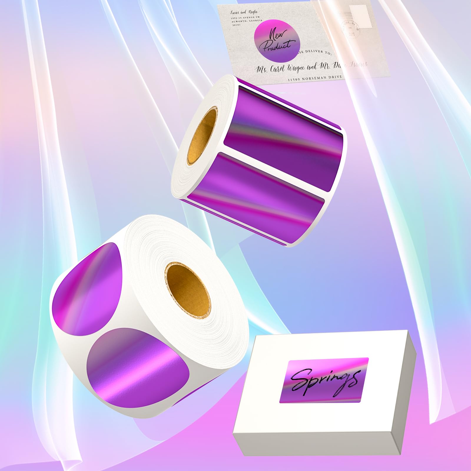 Snapklik.com : Holographic Label Roll,Purple Thermal Label,2 X 2 Inch ...