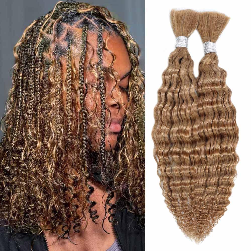 Amazon.com : Human Hair Braiding Hair 14 Inch Deep Wave Bulk Human Hair ...