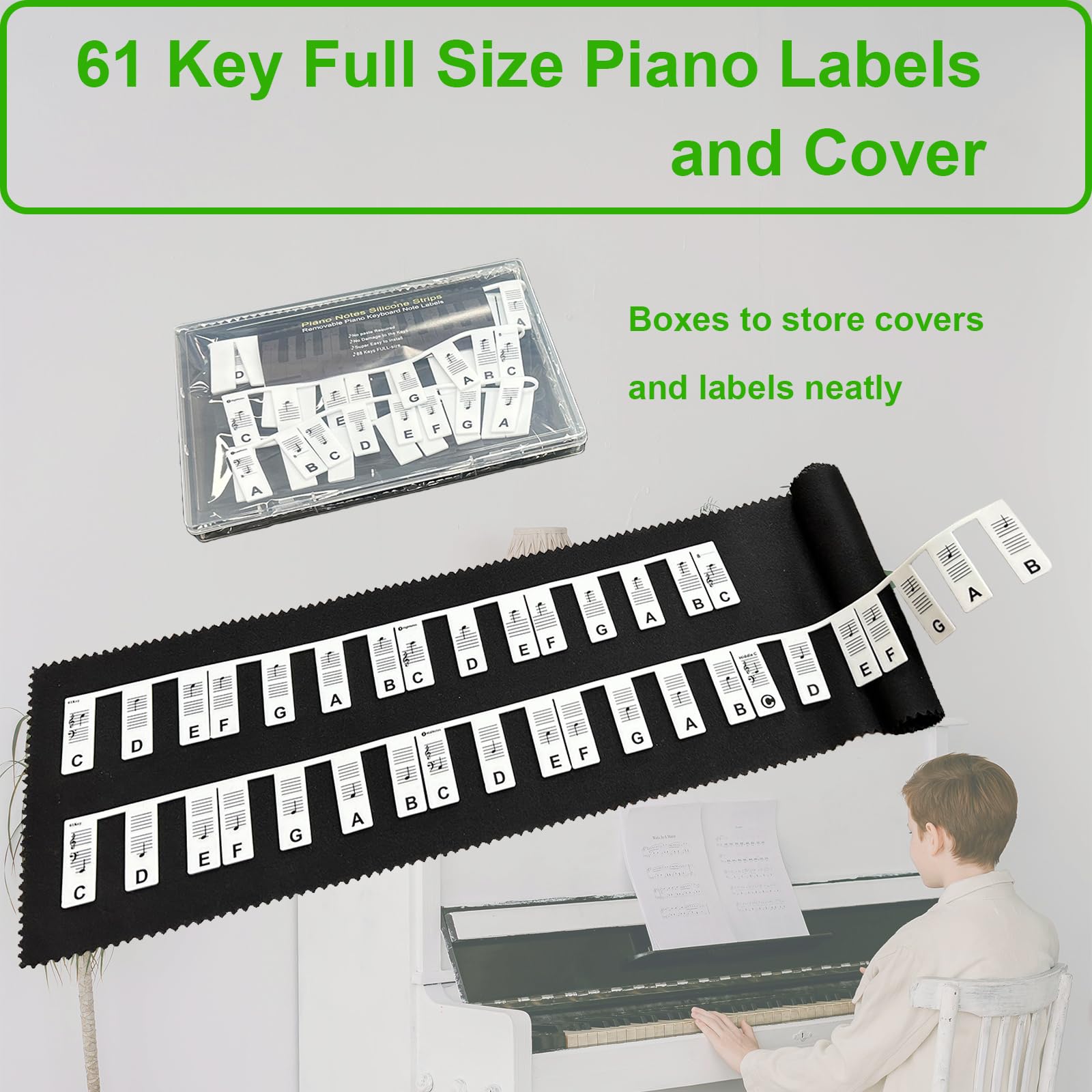 Snapklik.com : Removable Silicone Piano Key Markers Strips For ...