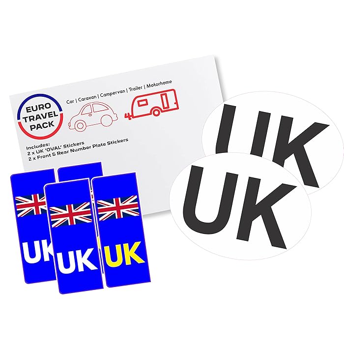 Buy Euro Vehicle Travel Pack - 2 x UK White Oval Stickers and 2 x Front ...