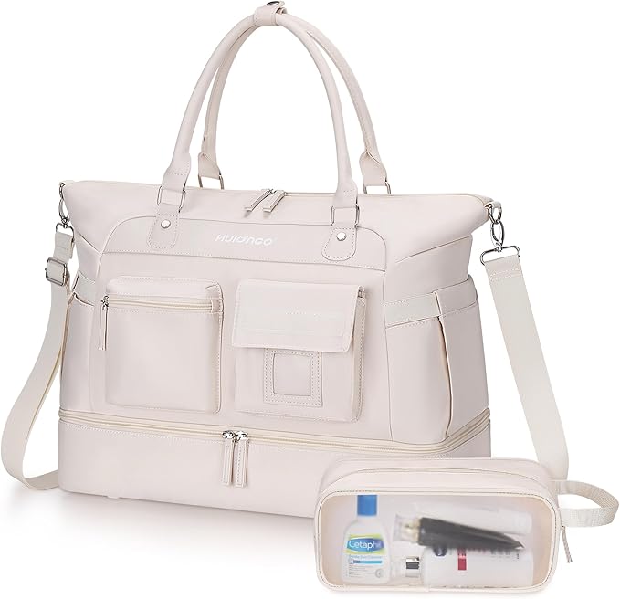 Hulongo Holdall Travel Bag Dual Compartment Weekend Bags for Women ...