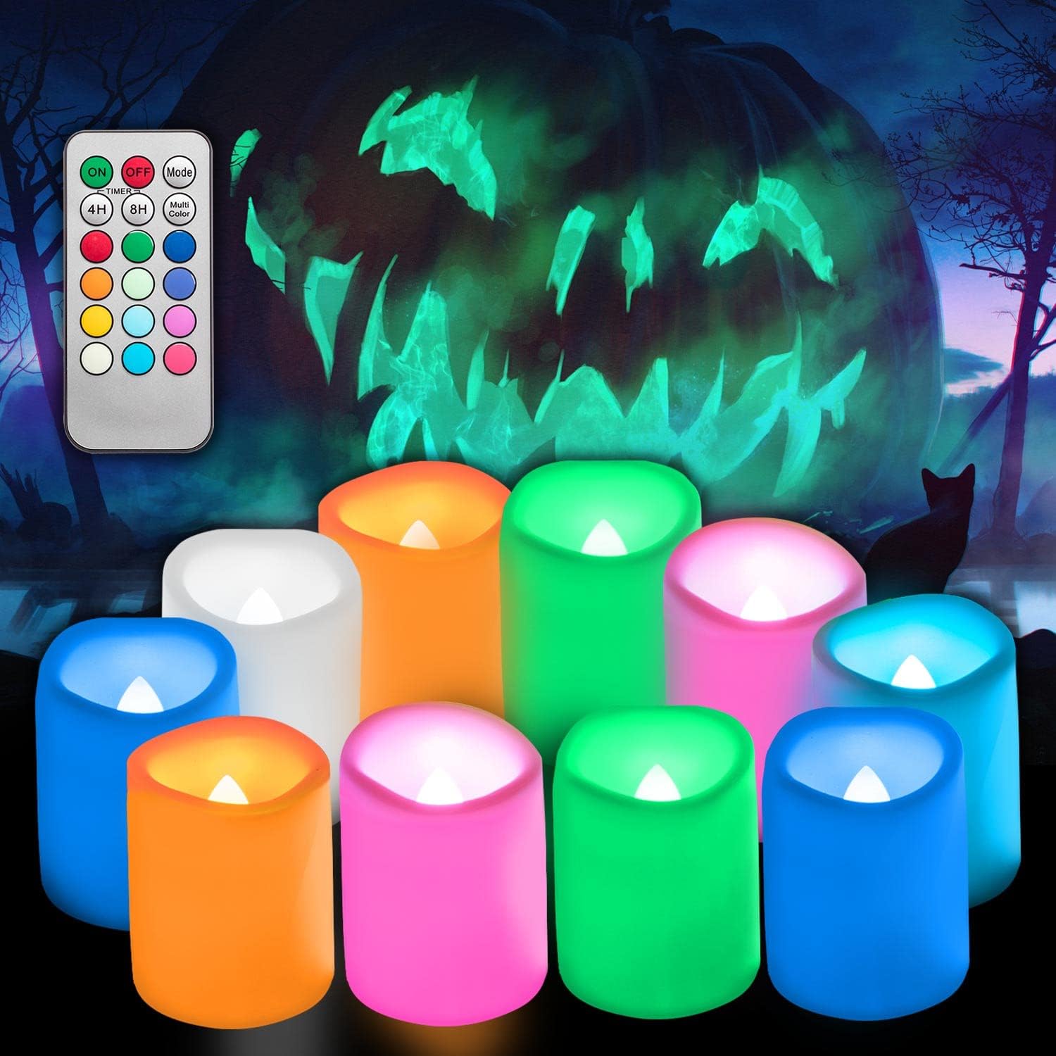 10 PCS Colored Flameless Flickering Remote Control Led Votive Tea Light ...